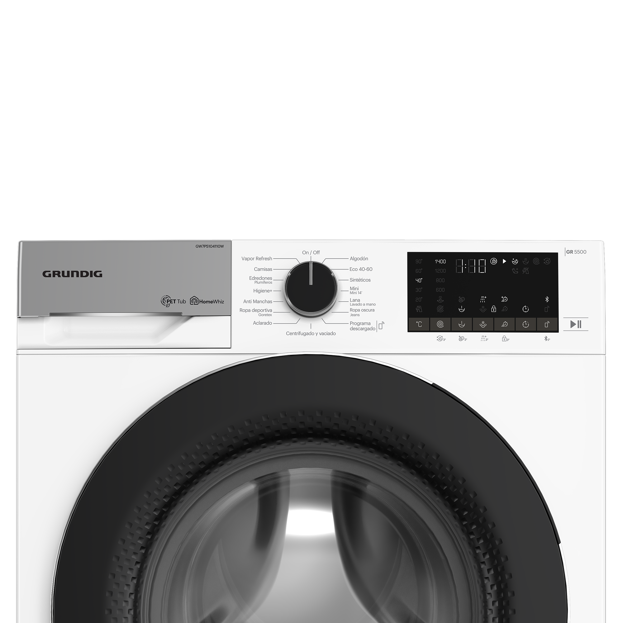 GW7P5104110W | Lavadora 10kg y 1400rpm, Vapor Refresh y Homewhiz | Grundig